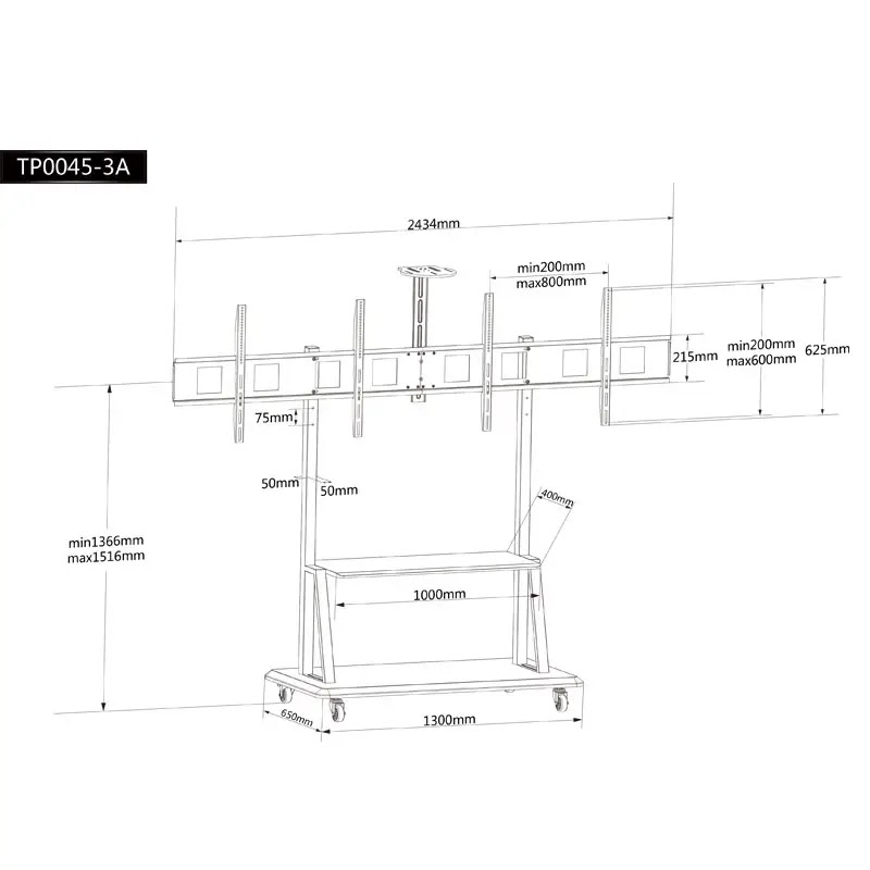 MEUBLE SUPPORT TV DOUBLE POUR 2 ECRANS DIGITAL TP0045-3A